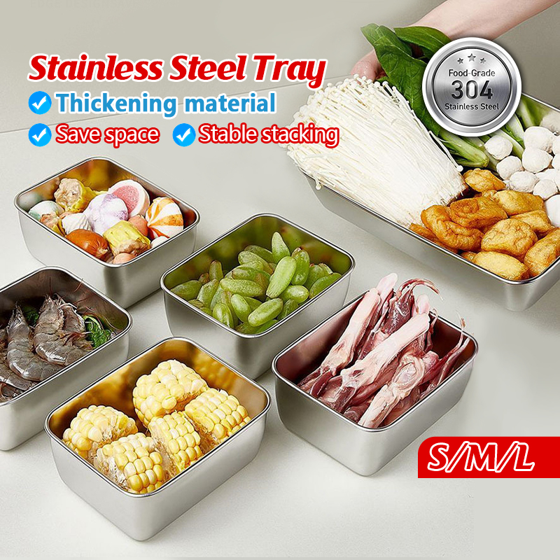 Stainless Steel Food Box With Lid Organizer Grill Tray Crisper Fresh ...