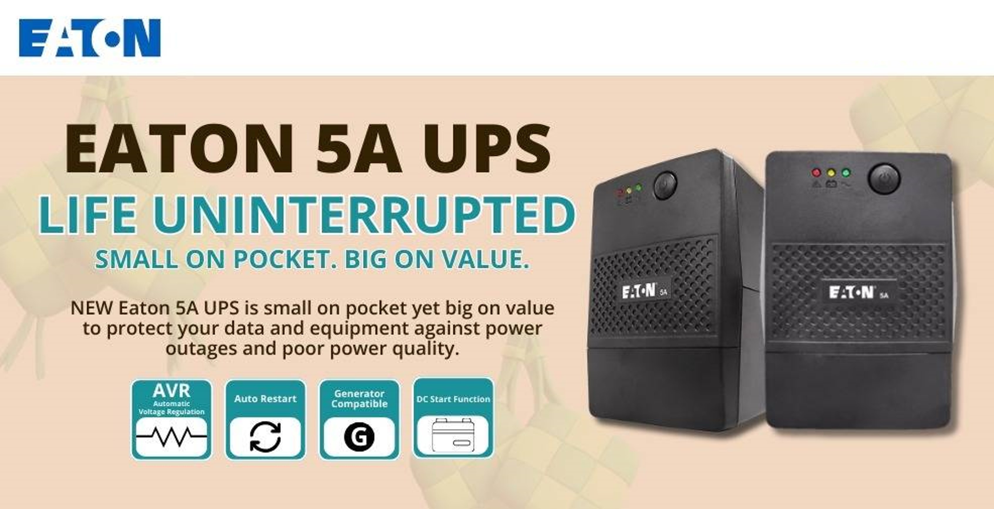 Eaton 5A Uninterrupted Power Supply UPS 700VA ~ 2200VA | Backup Battery ...