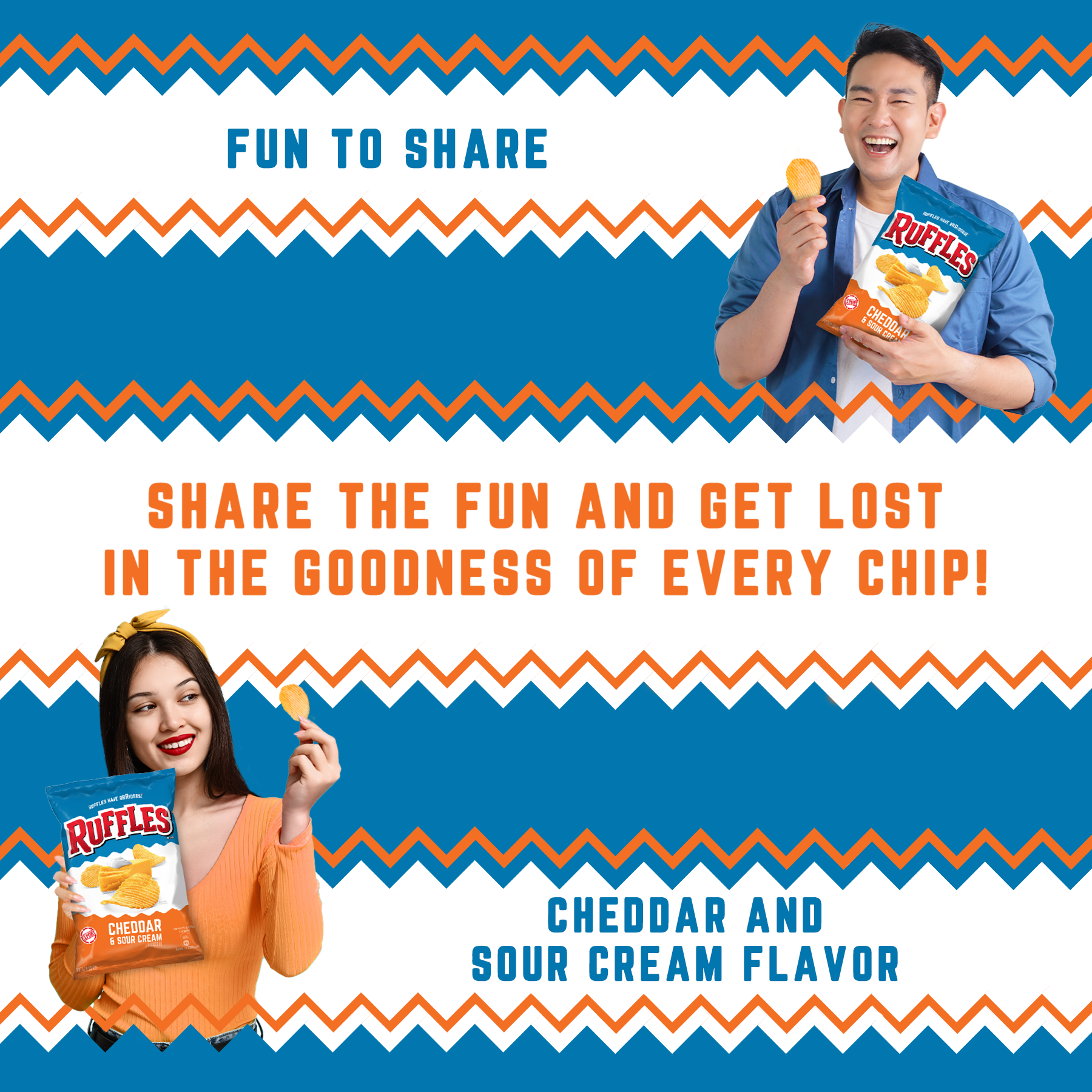 Ruffles Cheddar & Sour Cream 170g / Ruffles Kerepek Kentang Perisa ...