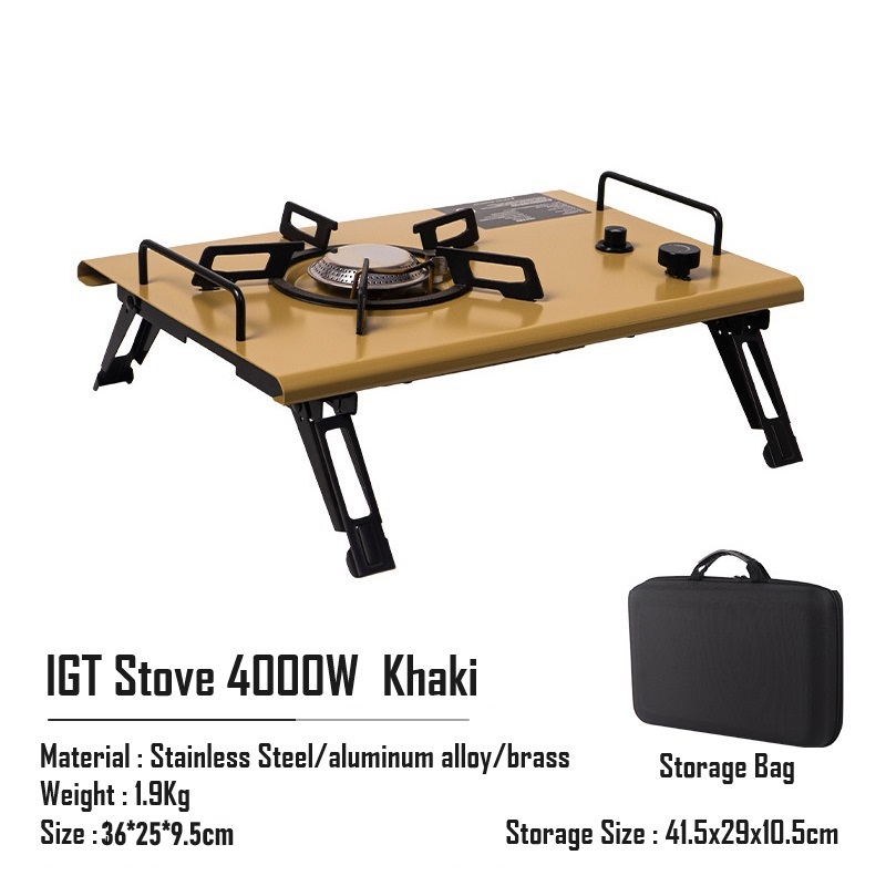 IGT Stove Matt Black I Khaki 4000W Stainless Steel Copper Camping Outdoor Cooking Portable Gas ...