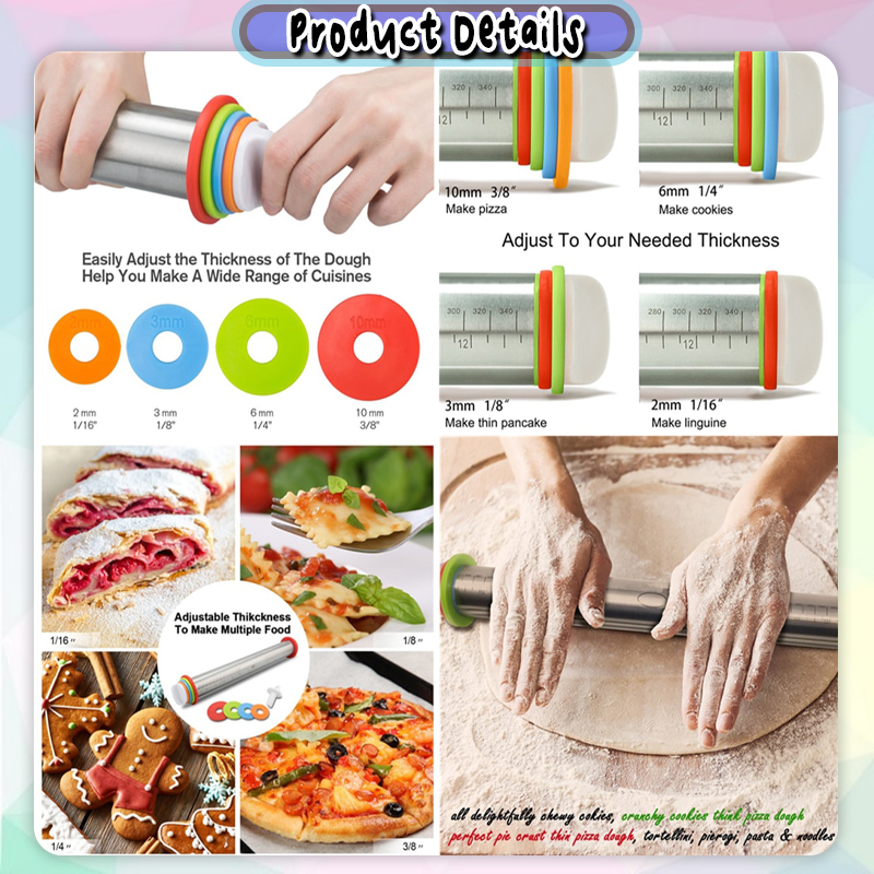[Little B House] 17Inch Adjustable Stainless Steel Rolling Pin Mat ...