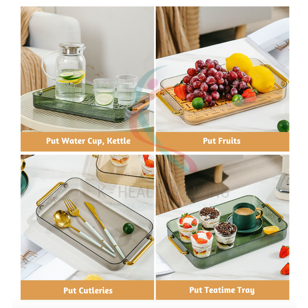 Nordic Modern Luxury Serving Tray with Handle Plastic Food Tray Decorative Photography Prop Tea ...