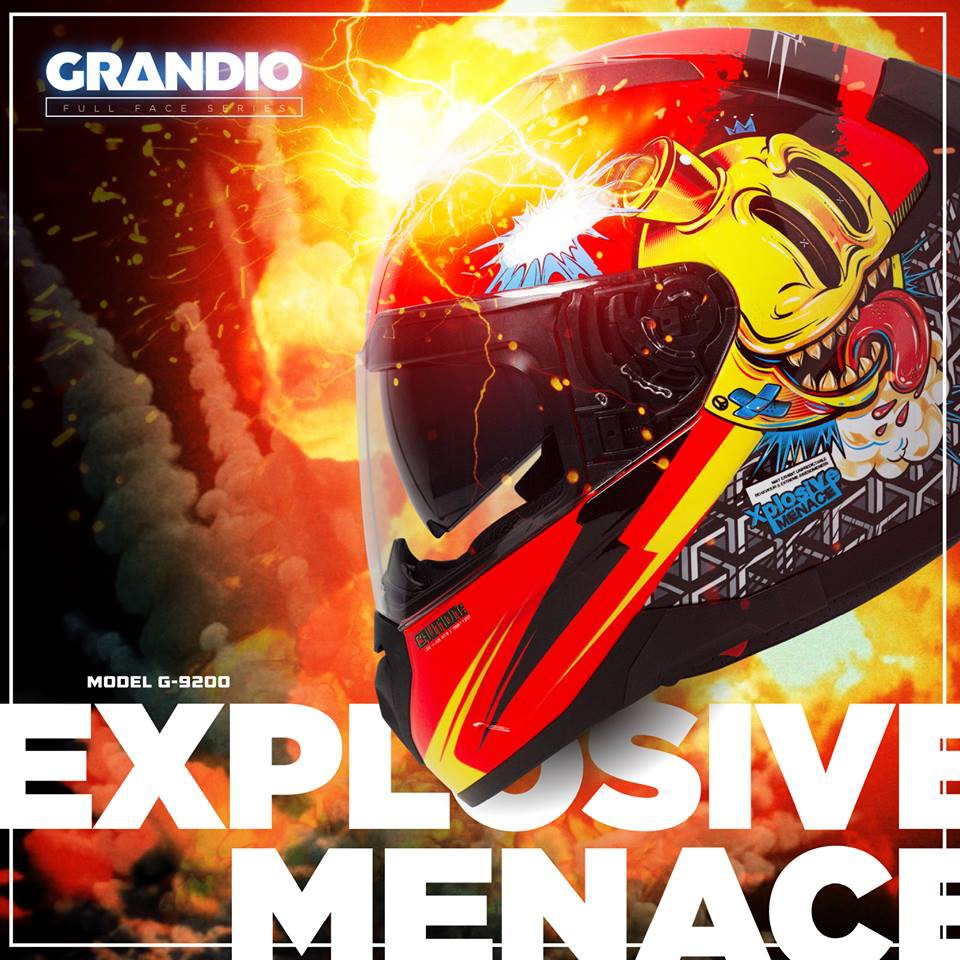 (Full Face Helmet) Gracshaw Grandio G9200 EXPLOSIVE Series Double Visor ...