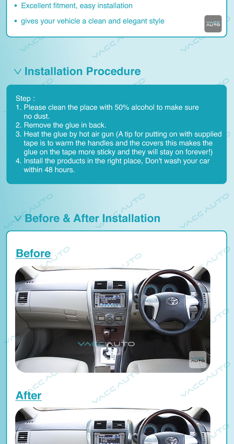 Toyota Corolla Altis E140 2007-2013 Center Console Panel Set Carbon ...