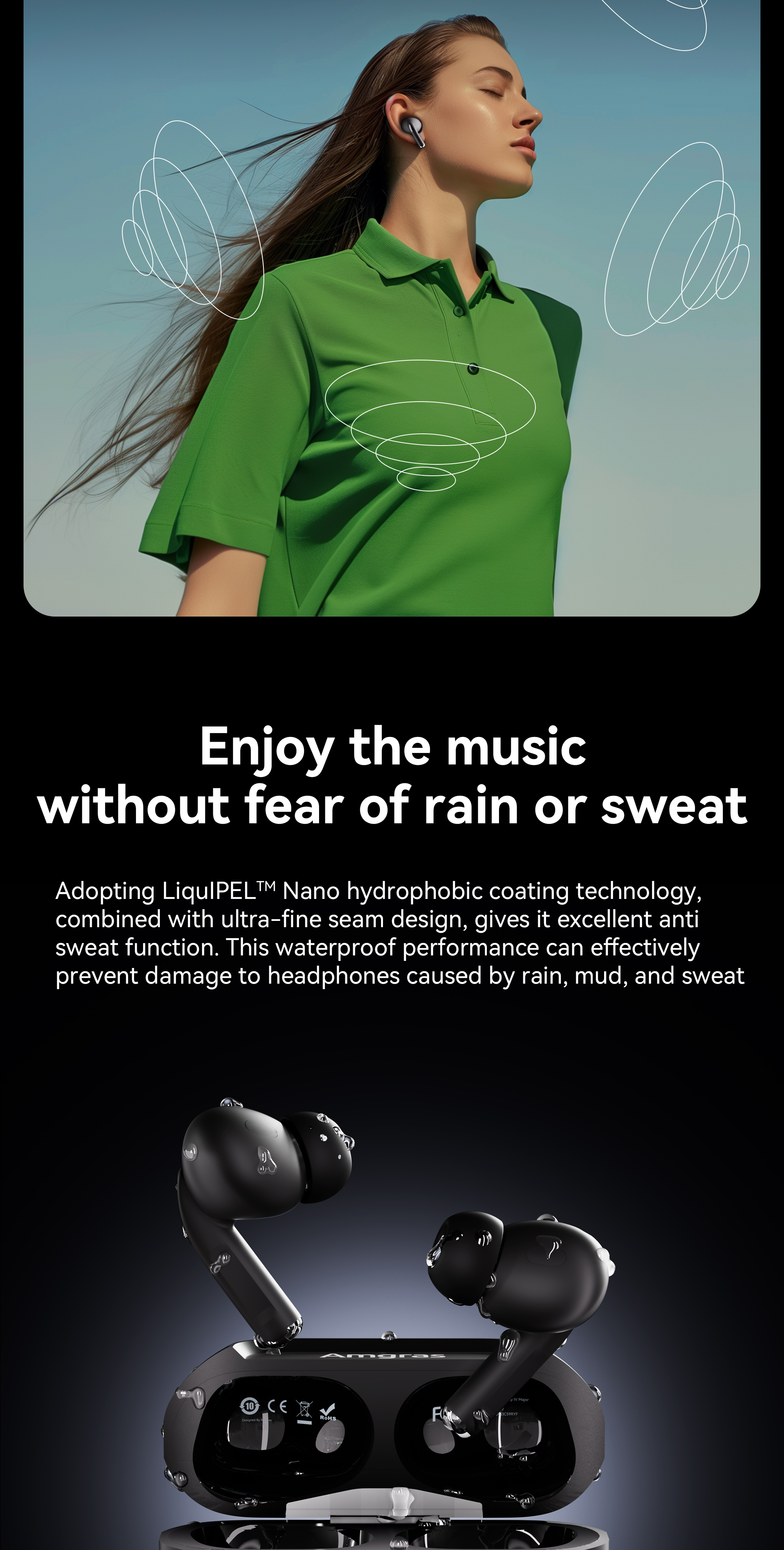 Amgras Eternity Ⅳ Major Smart Screen earphone Bluetooth Wireless Earbud ...