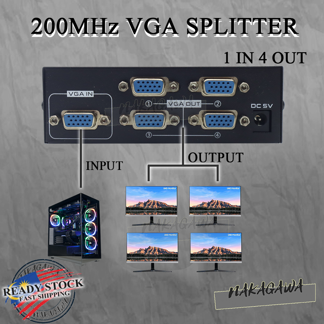MT-VIKI VGA SPLITTER CONVERTER ADAPTER 1 IN 2 OUT / 1 IN 4 OUT MT-2502 / VGA-2002 / VGA-2004 ...