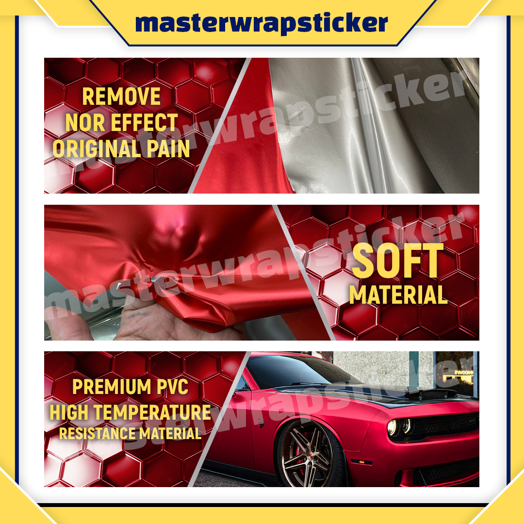 NEW SATIN MATTE RED CAR STICKER(152CM-90CM)stiker kereta MERAH vinyl ...