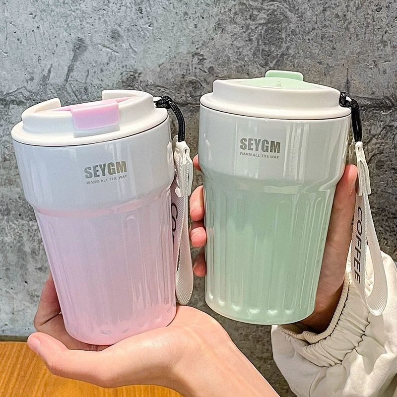 (400ml)304 Colorful stainless steel thermos cup 304不锈钢保温杯女生高颜值ins上班族小巧轻便可爱咖啡杯学生水杯 | Shopee Malaysia