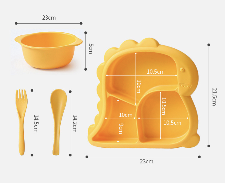 [HY] Baby Plate Set Baby Cutlery Dino Whale Fork Spoon Bowl Cup Baby ...
