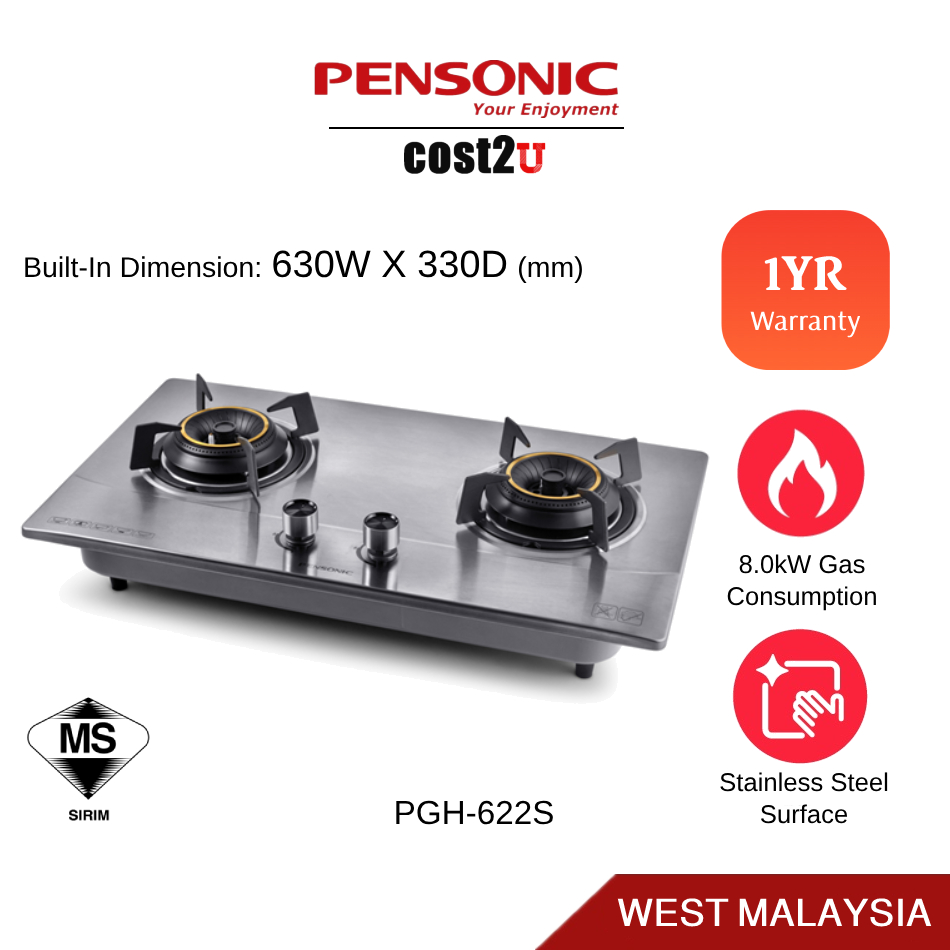 Pensonic 2 Burners Built-In Hob | PGH-622S (Gas Cooker Gas Stove Dapur ...