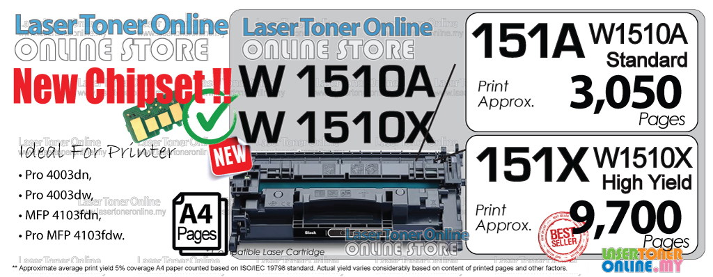 2x Compatible to HP 151A HP151A W1510A Laserjet Pro M4003dn M4003dw ...
