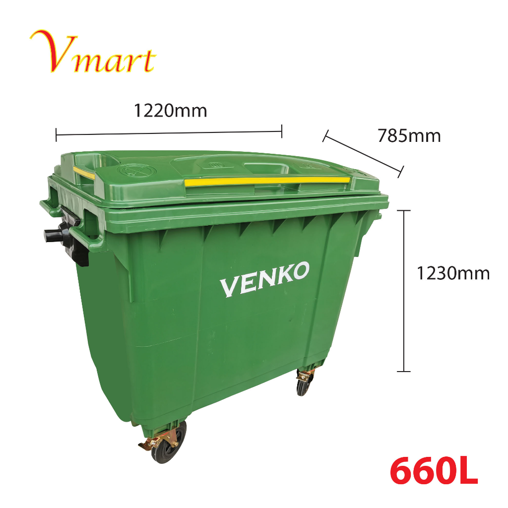 MGB 660L / MGB 1100L Tong Sampah Bergerak Hijau dengan Pedal / Tong ...