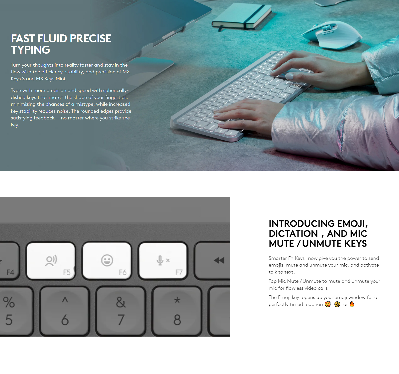 Logitech MX Keys S Advanced Wireless Illuminated Keyboard | Low Profile | Fluid Precise Quiet ...