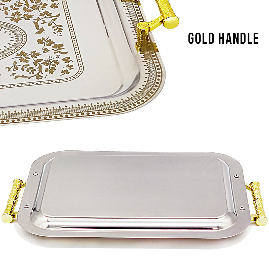 S M L Stainless steel food serving tray drink coffee tea fruit home ...