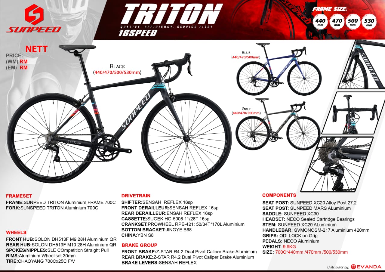 SUNSPEED TRITON Road Bike Sensah Groupset Entry Road Bike Bicycle ...