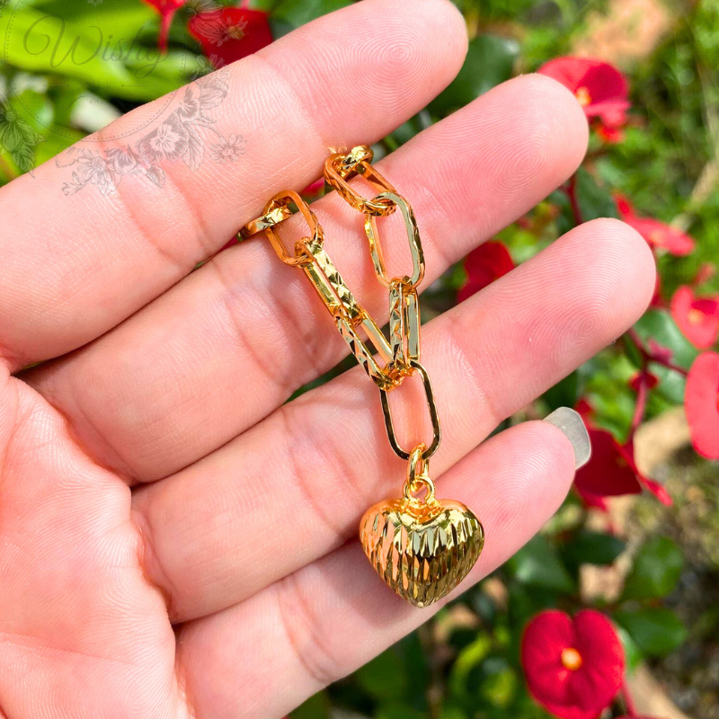 Rantai Tangan Emas Suasa Chain Buah Hati Gold Plated Love Pendent ...