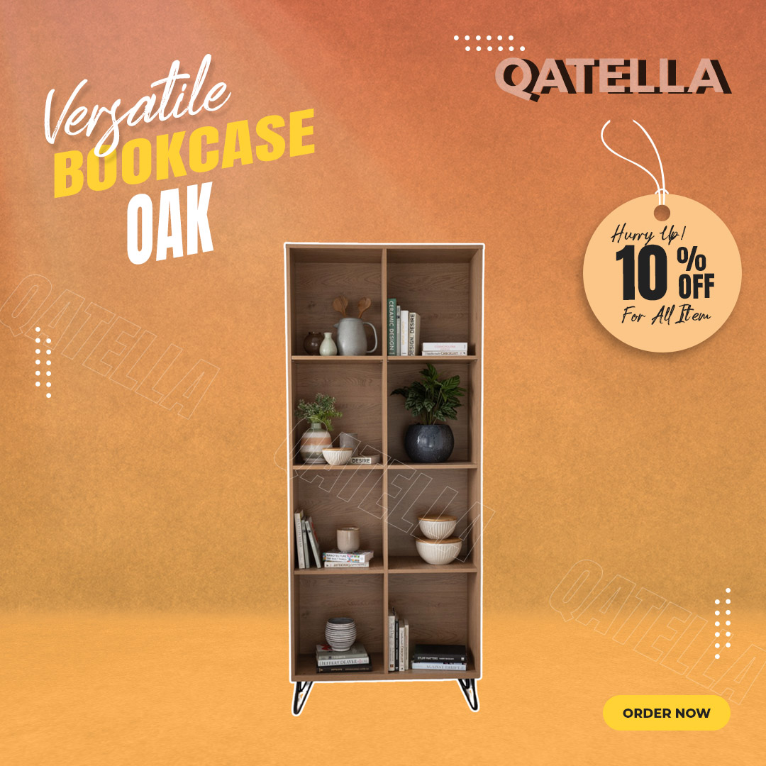 Qatella EVO 2.5ft Bookcase Cabinet Shelf Office Hall Modern Wood ...
