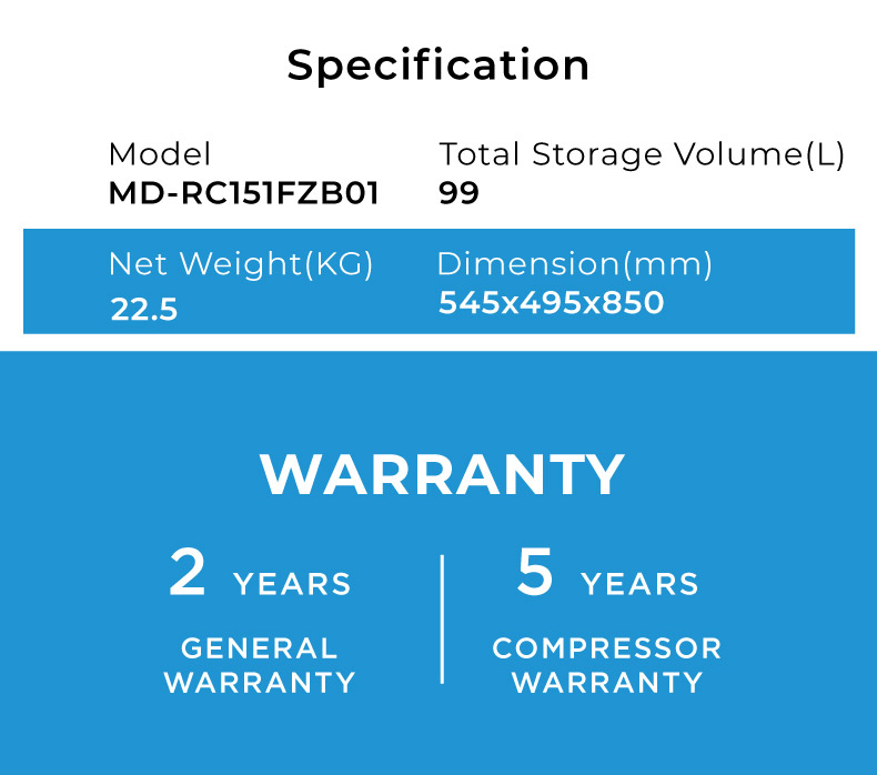 Midea MD-RC151FZB01 Gross 130L Chest Freezer / Refrigerator / Fridge ...