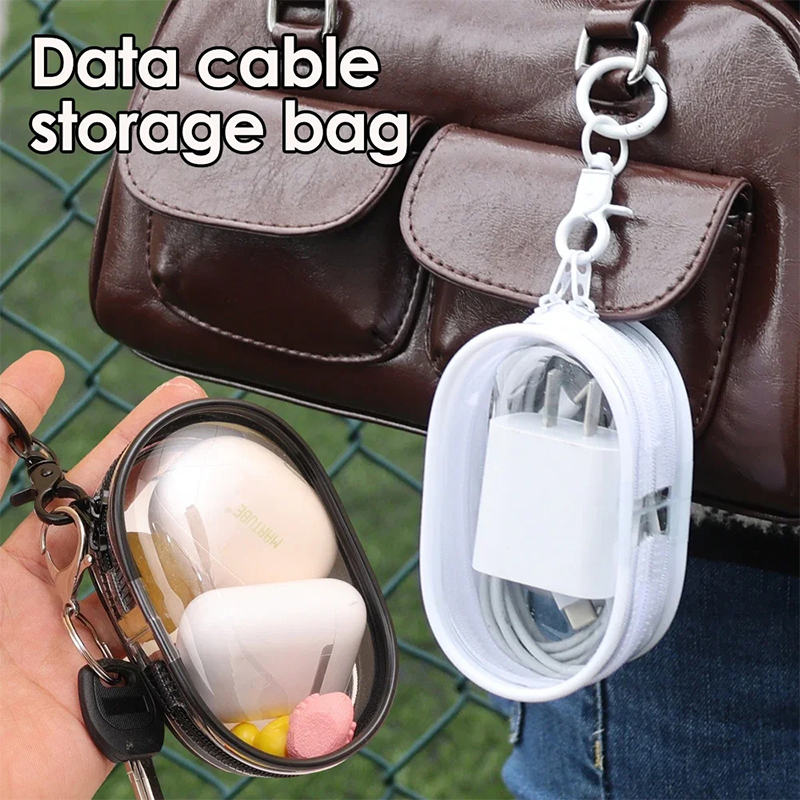 Data Cable Storage Box Disk Organizer Storage Travel Bag Transparent ...
