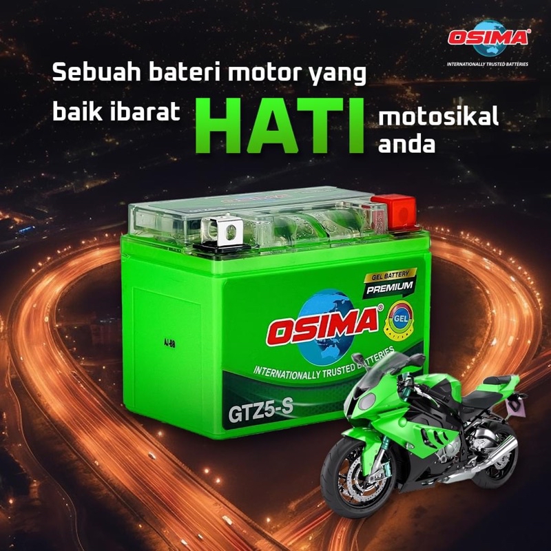OSIMA GTZ5-S PREMIUM GREEN GEL BATTERY MOTORCYCLE BATERI MOTOSIKAL ...