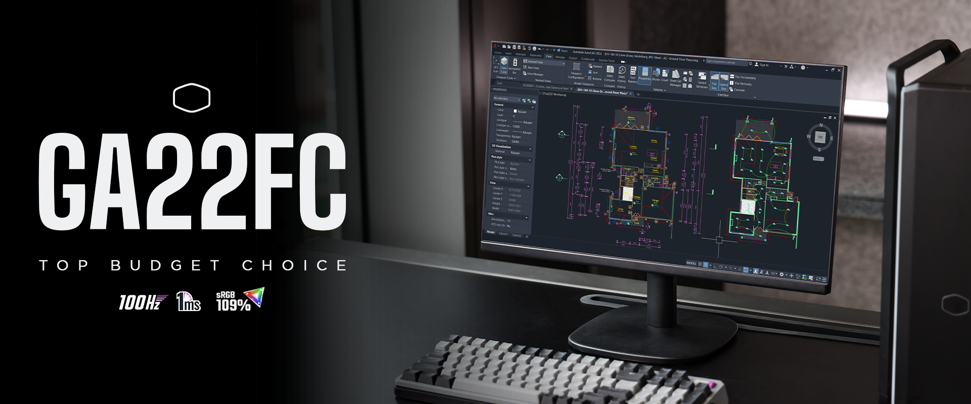 Cooler Master GA22FC Display Monitor (22", VA, Full HD, 100Hz, 1ms, 3 ...
