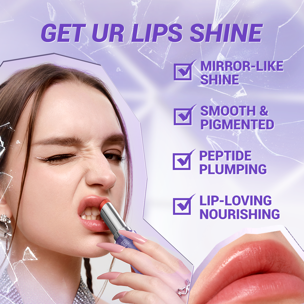 DAZZLE ME Color Chrome LipGlaze Glossy Lipstick Peptide Plumping ...