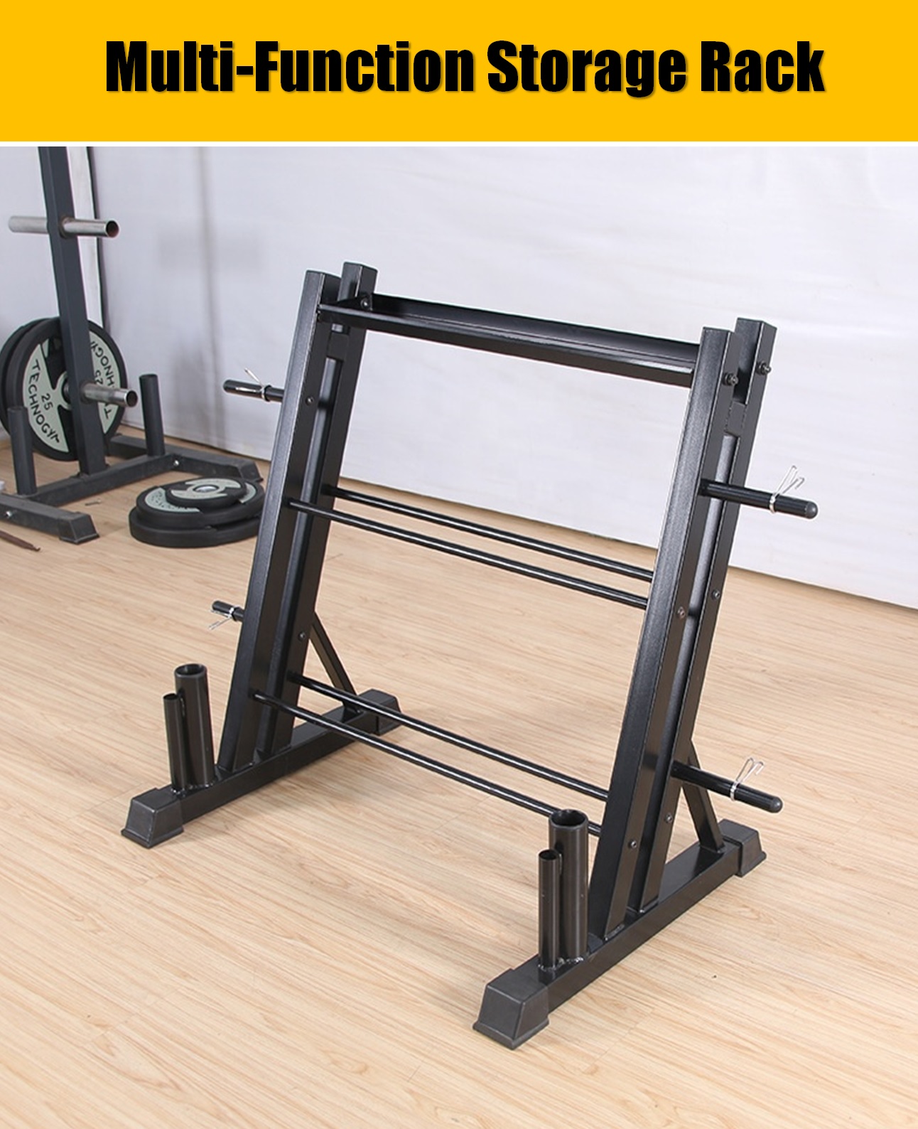 4 IN1 3-Tier Gym Dumbbell & Barbell Rack For Dumbbells, Barbells ...