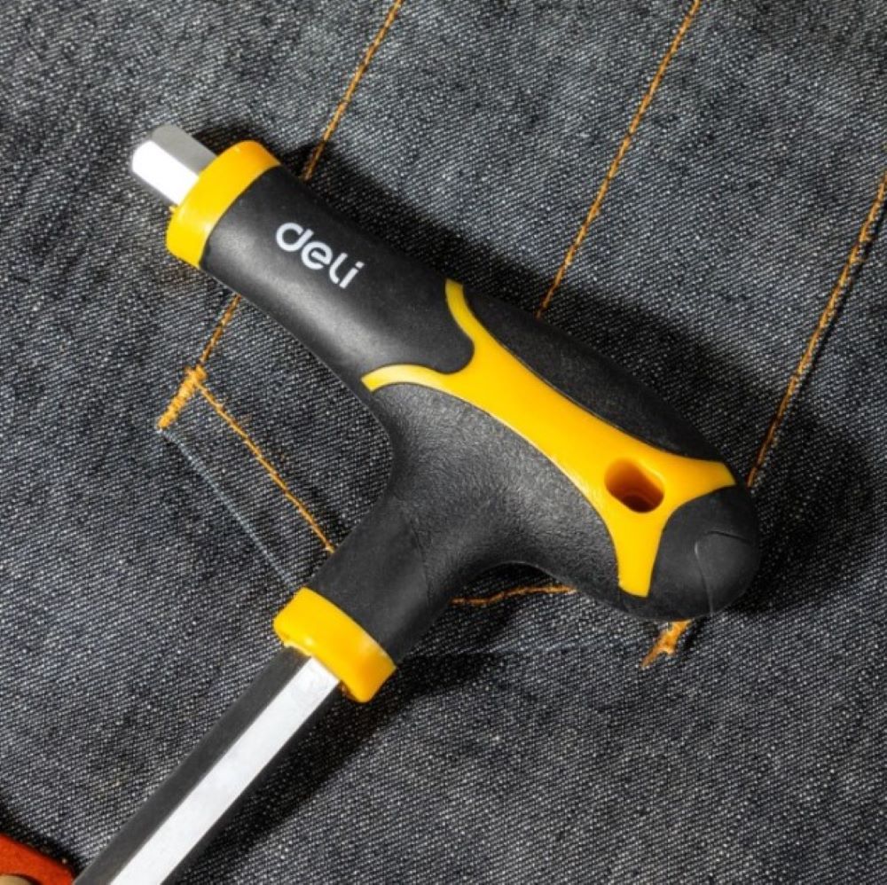 DELI 8 Pcs Hex Key Set T-Type Flat End CR-V DL233108 Allen Key With T ...