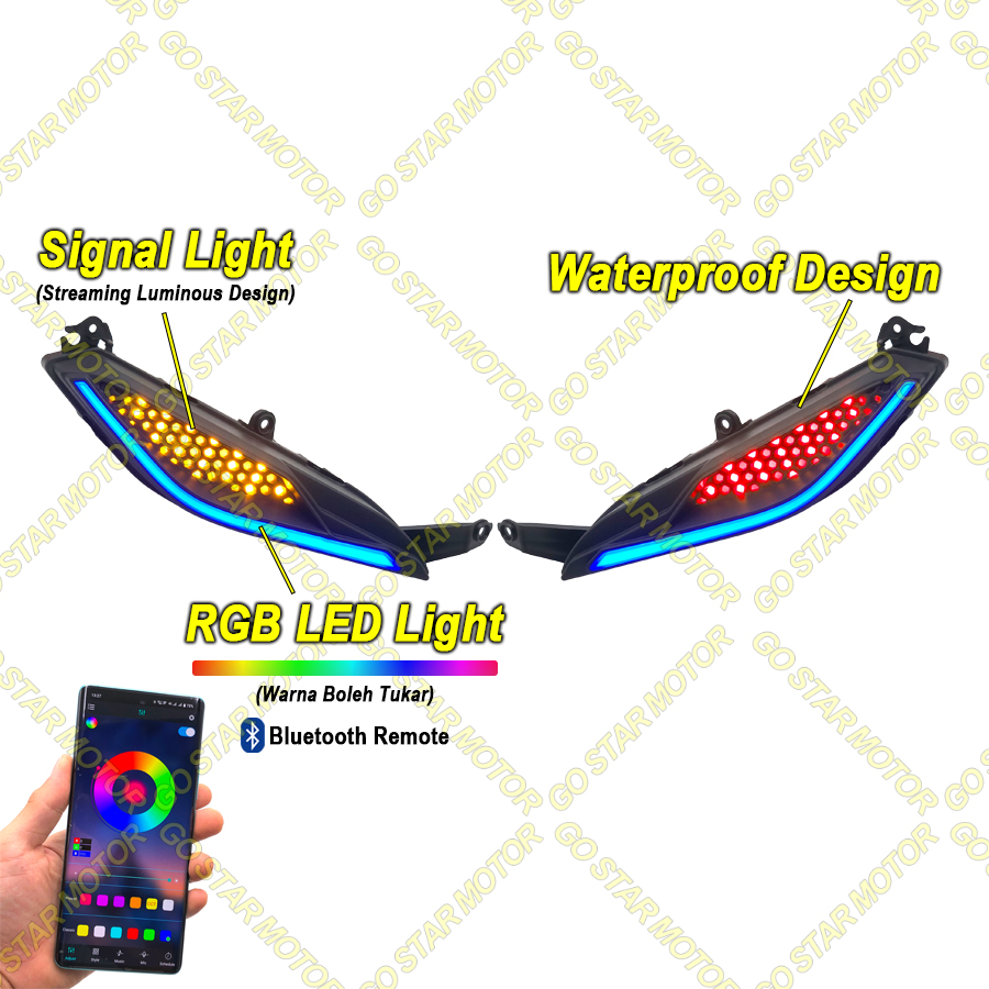 YAMAHA LC135 135LC V2 V3 V4 V5 V6 V7 Position Lamp Mata Gaban LED RGB Remote Bluetooth Lampu ...