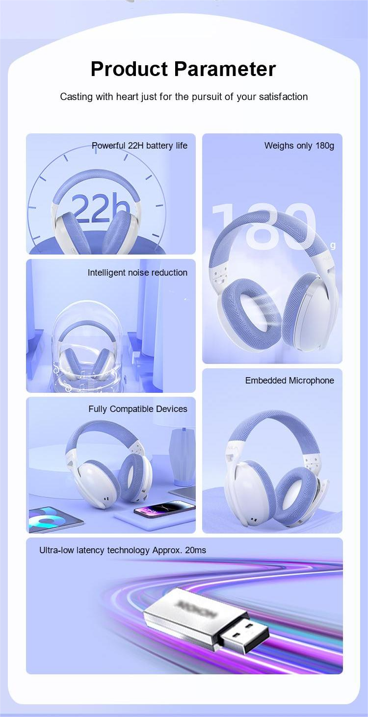 Aula S6 Wireless Headphone 3 Mode 2.4G/Bluetooth 5.3 /Wired Lightweight ...