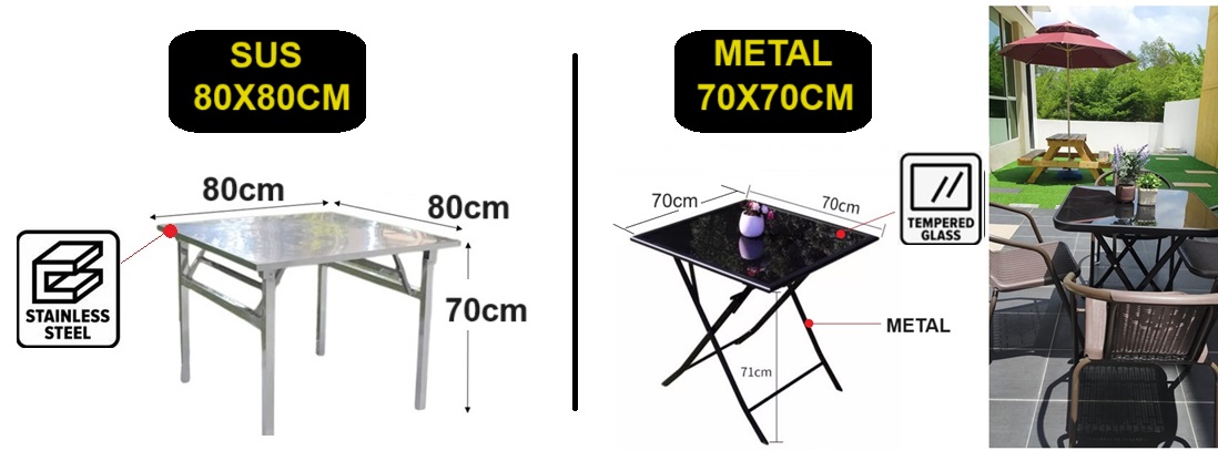 FOLDABLE TABLE/ MEJA LIPAT STAINLESS STEEL /不锈钢折叠桌子/PORTABLE BANQUET ...