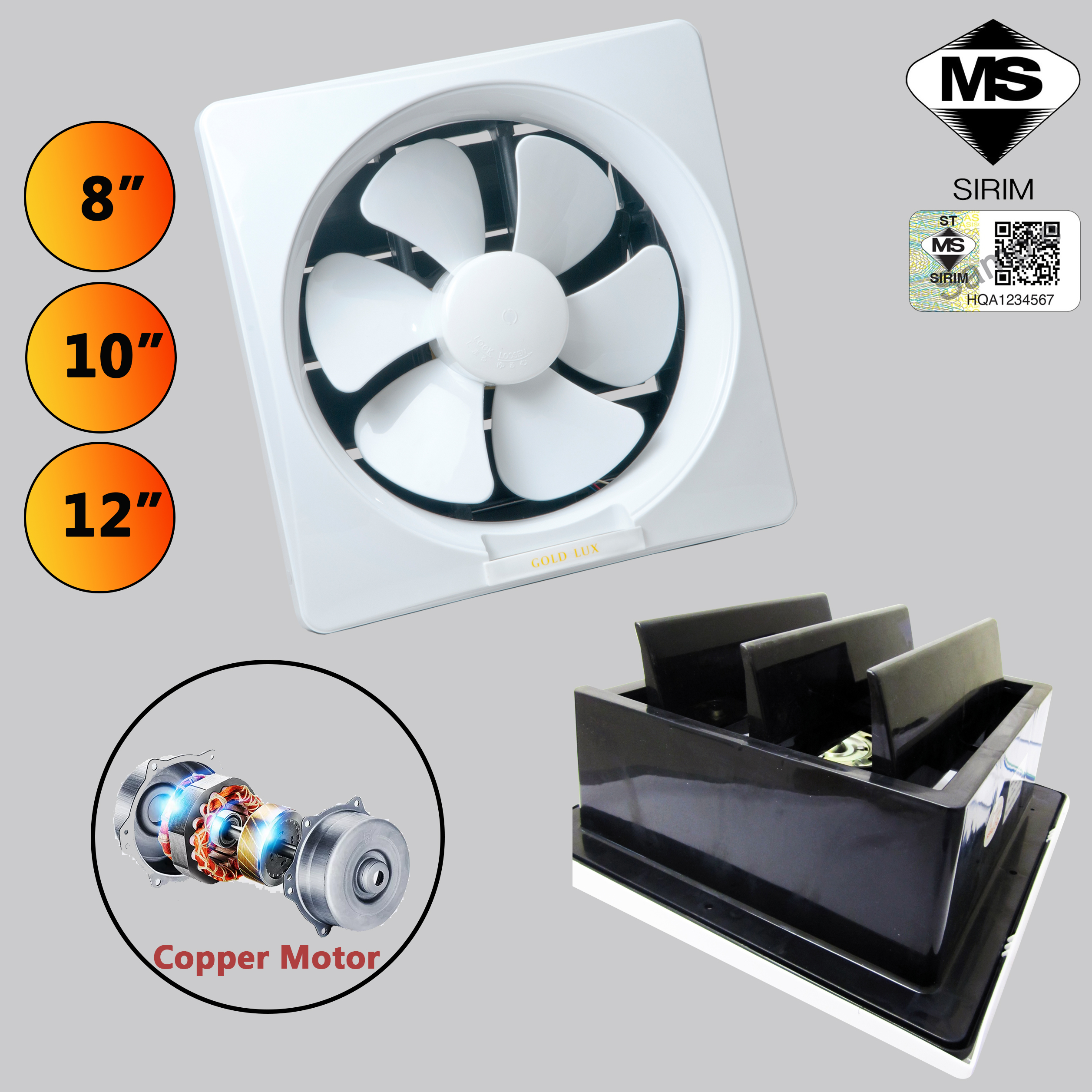 3H Kipas Ekzos Jenis Dinding/Siling PP Ventilasi Udara Motor Copper ...