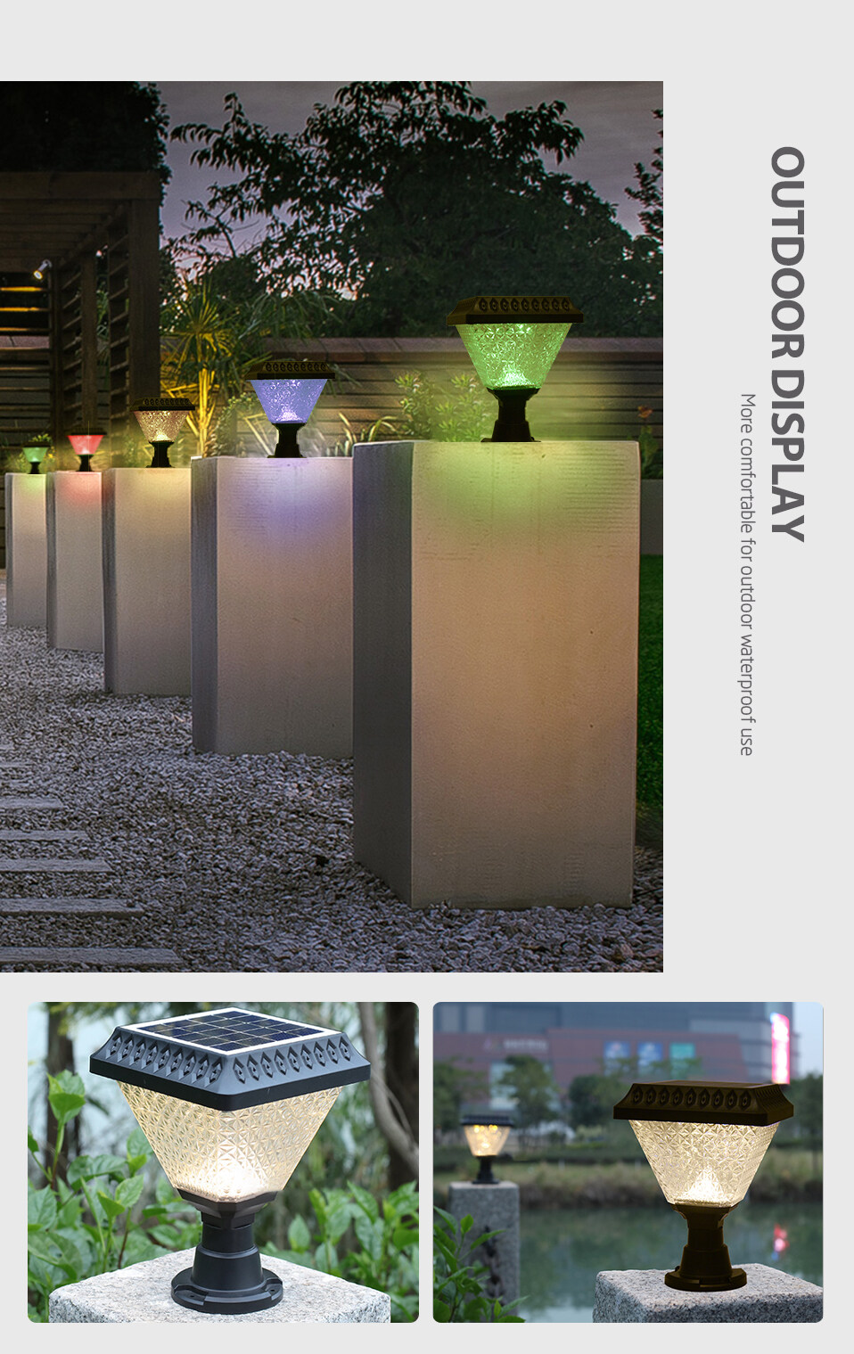 Lampu pagar solar LED Solar Garden Light Lampu Tiang Pagar Solar Pillar ...