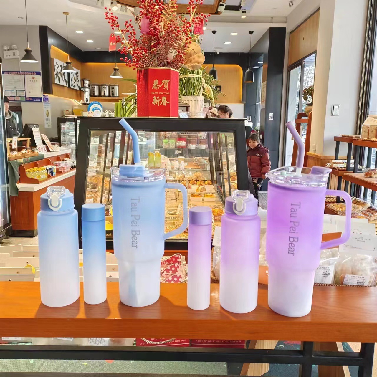 【BUY 1 GET 3】Gradient Color Plastic Cup Large Capacity High Appearance Straw Water Cup Tumbler ...