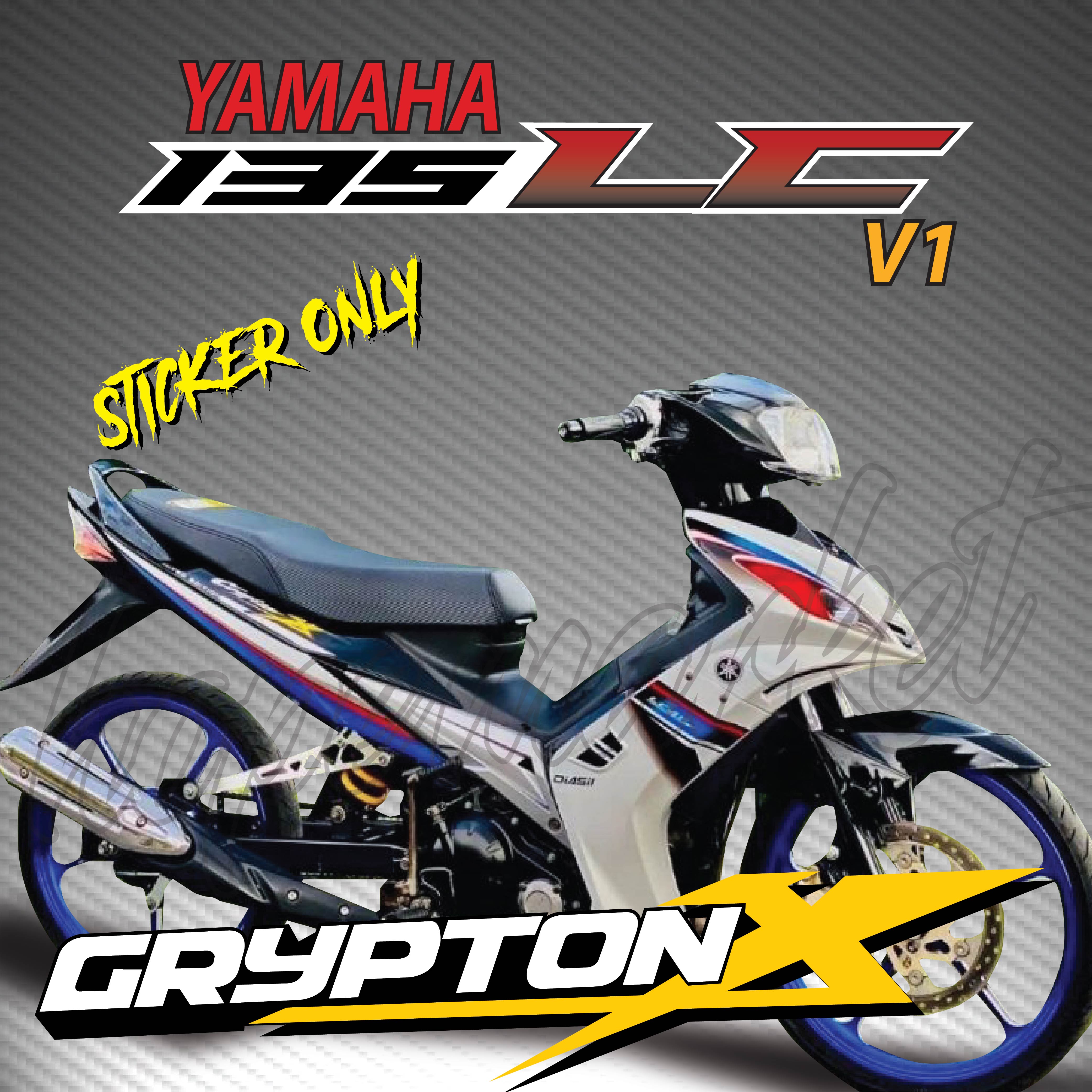 STRIPE MOTOR YAMAHA LC135 V1 CRYPTON-X (2) CUSTOM BODY STICKER ( READY ...