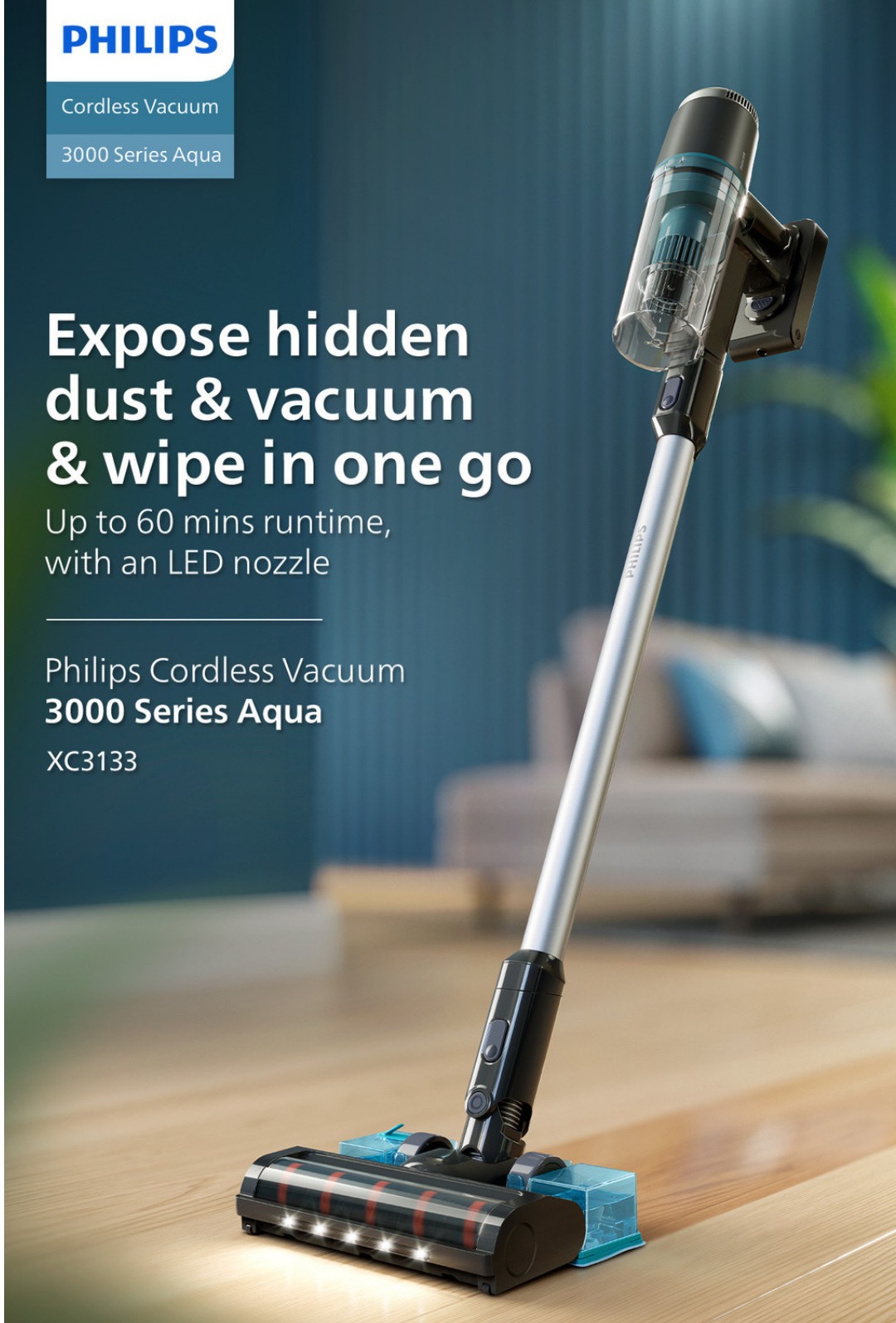 [FREE SHIPPING] Philips 3-in-1 Aqua Cordless Stick Vacuum XC3133 Wet ...