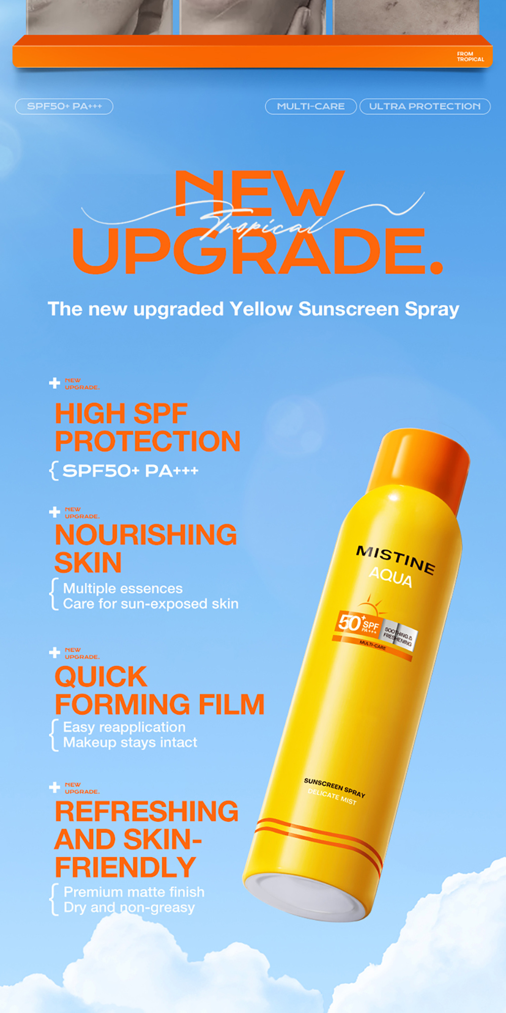 Mistine Aqua Soothing & Freshening Sunscreen Spray SPF50+ PA+++ 180ml | Shopee Malaysia