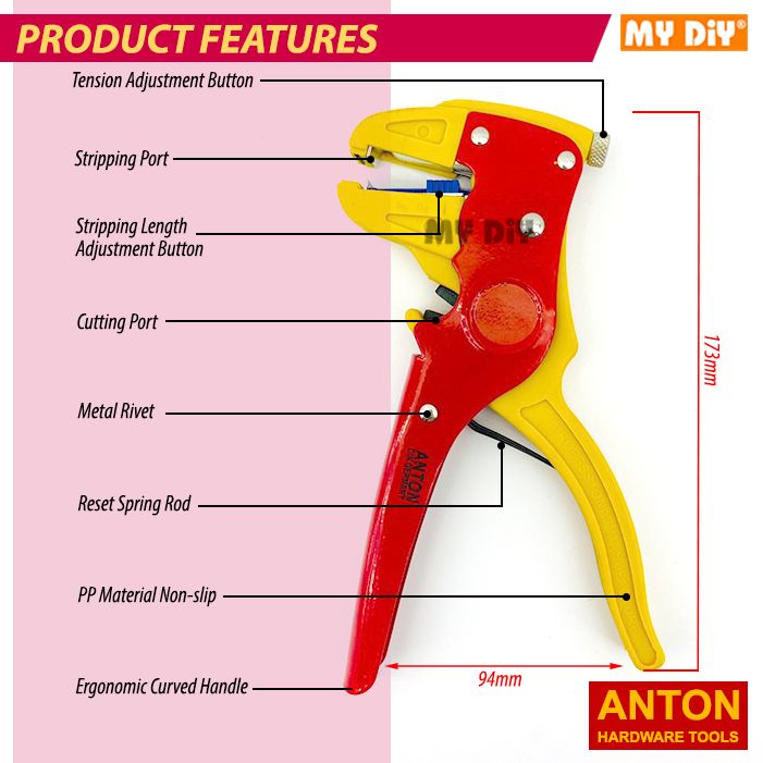 ANTON 2 in 1 Automatic Wire Stripper and Cutter Tool Ele Automotive ...