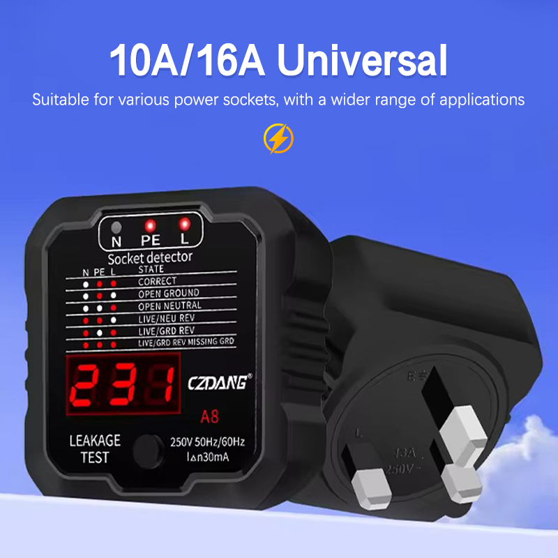 🔥New 10-16A Socket Tester Electric Leakage Finder With Voltage Display ...