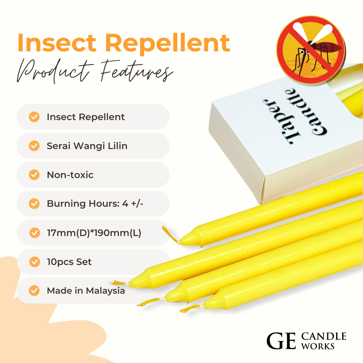 [INSECT REPELLENT] GE Candle Works Insect Repellent Citronella Scented ...