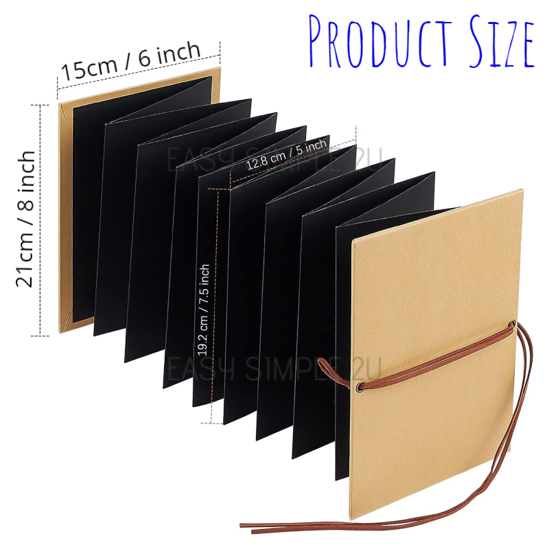 (1Buku) Album Foto Kertas Kraft Hitam Hardcover Black Kraft Paper Photo ...