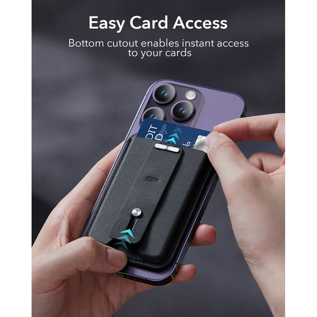 ESR HaloLock Magnetic Vegan Leather Wallet with Magnet Compatible and Finger-loop Grip - 2K612 ...