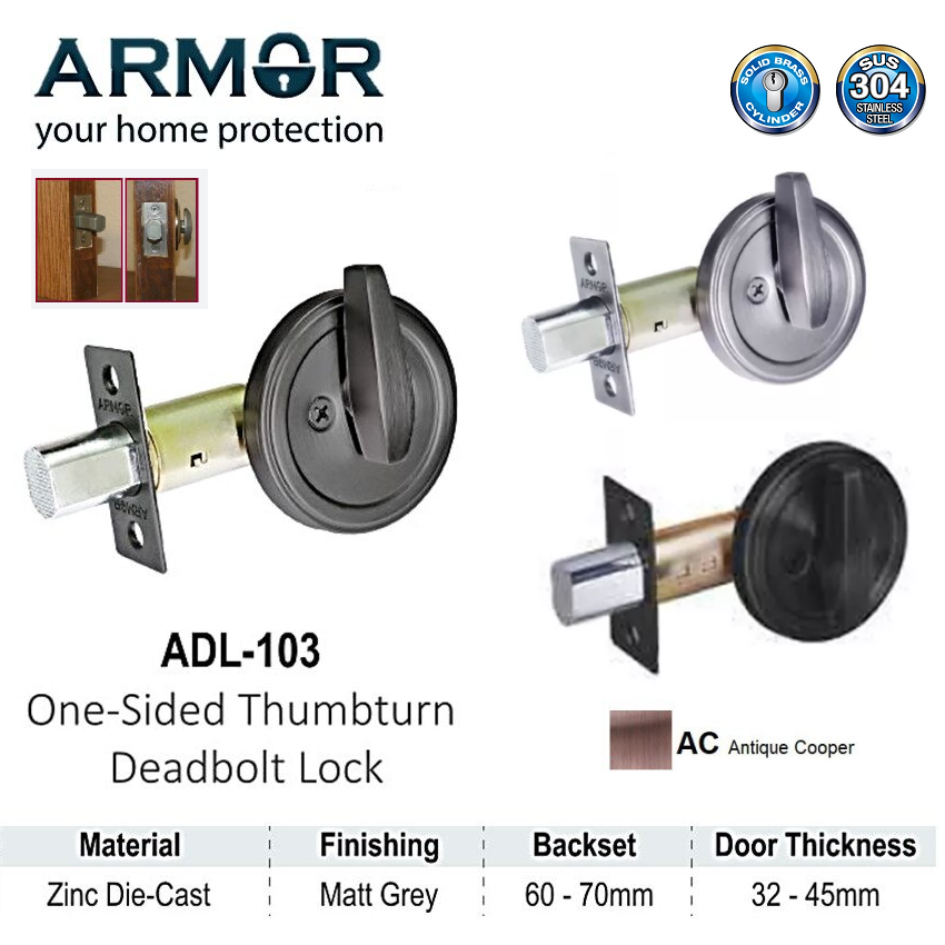 YLK ARMOR Stainless Steel SUS304 Deadbolt Lock 60-70MM / DOUBLE KEY ...