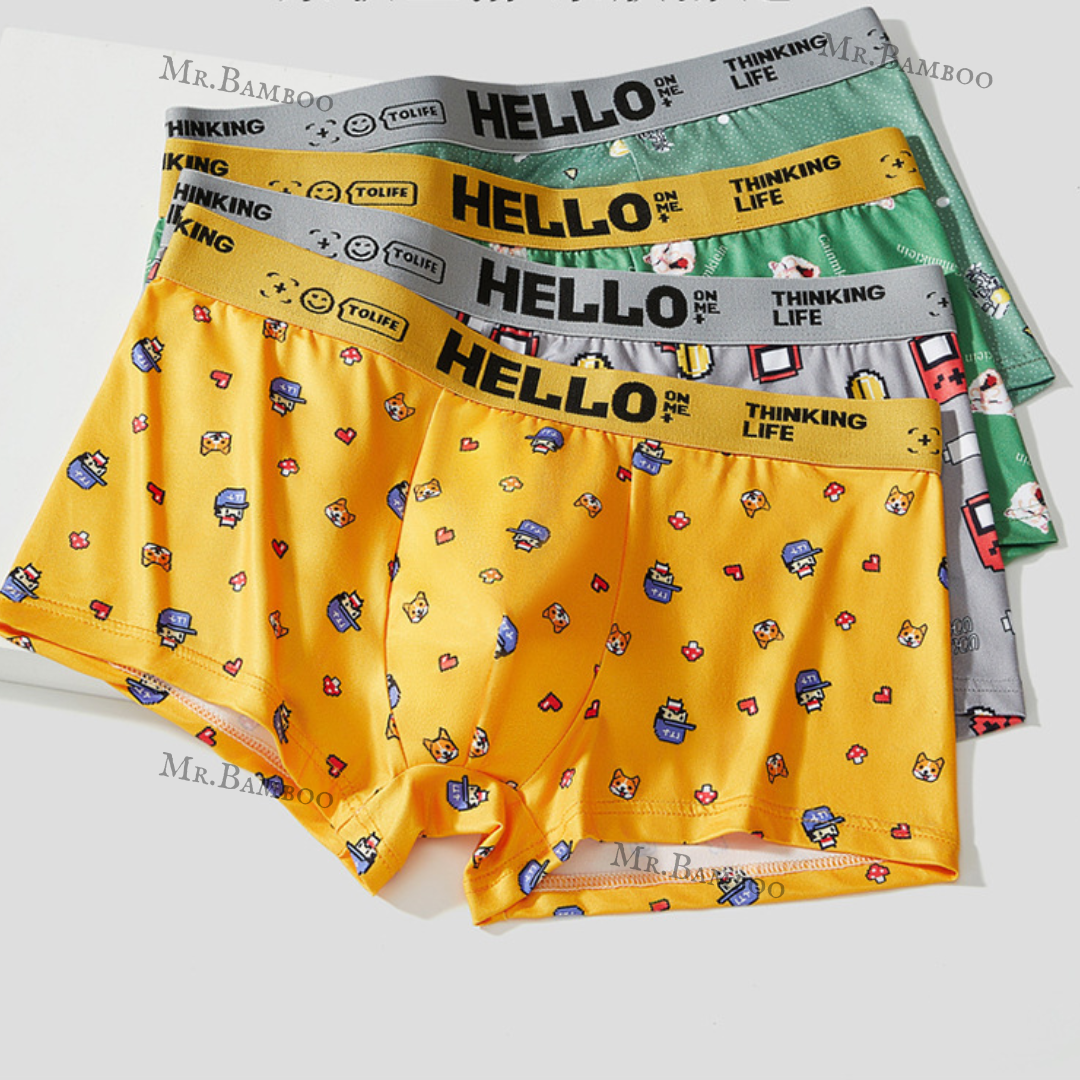 🇲🇾 MR.BAMBOO 4 PSC SET Boxer Men Seluar Dalam Lelaki Fashion Breathable ...