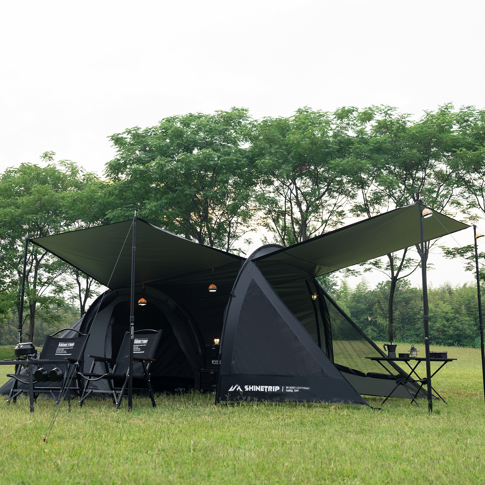 Shinetrip 05 Series Tunnel Tent 1 Room 1 Living Hall Extendable Tarp ...