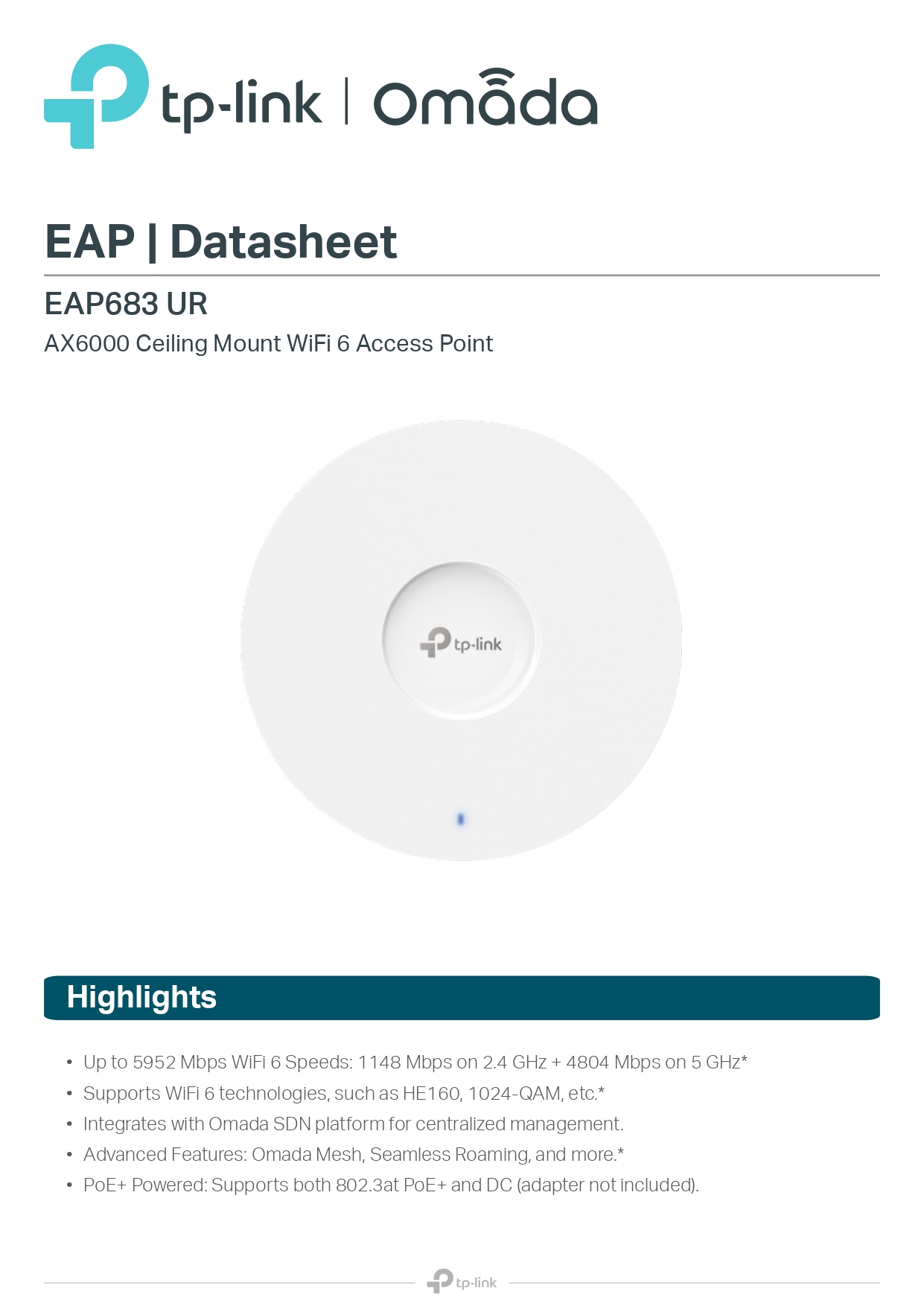 TP-LINK EAP653 UR AX3000 / EAP683 UR AX6000 CEILING MOUNT WI-FI 6 ...