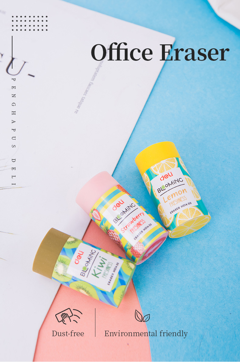 Deli Fruit Design School Eraser PVC Material Cute Kiwi Strawberry Lemon ...