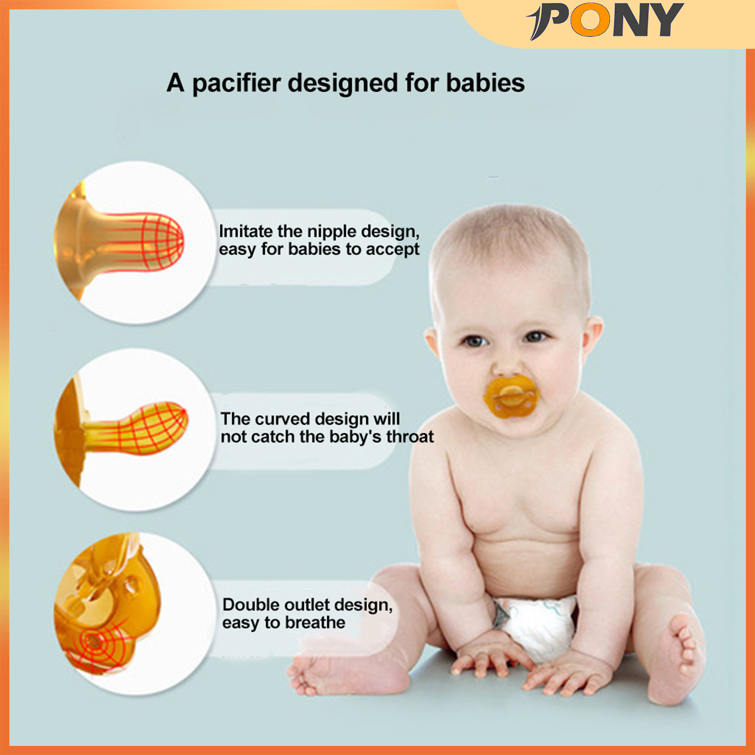 PONY HOME-Newborn Baby Soothie Pacifier puting Baby Soft Silicone ...