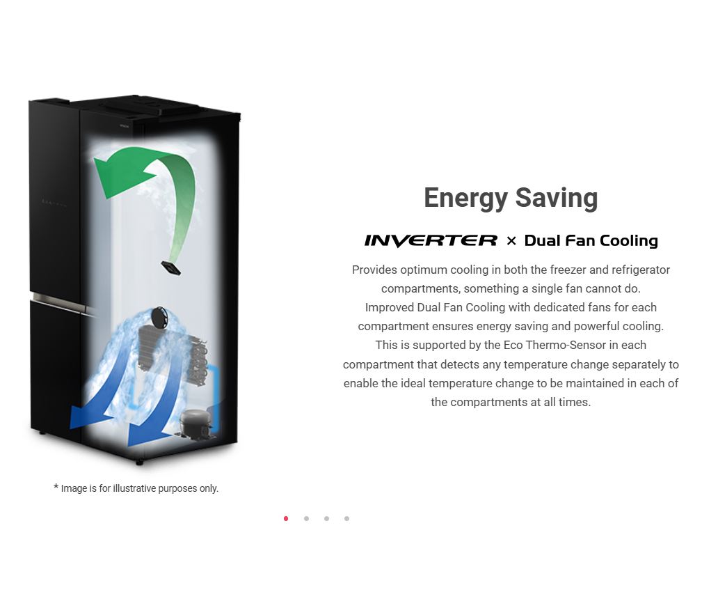 HITACHI MULTIDOOR FRIDGE 698L INVERTER, DUAL FAN COOLING, BOTTOM ...