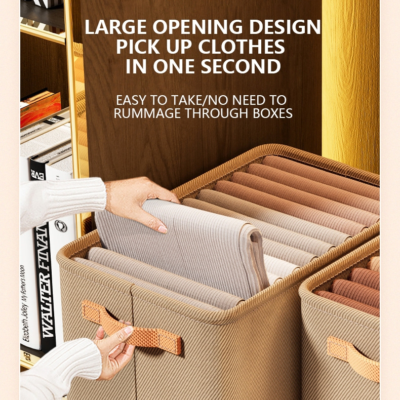Storage Basket with Metal Frame Clothes Organizer Wardrobe Storage Box ...